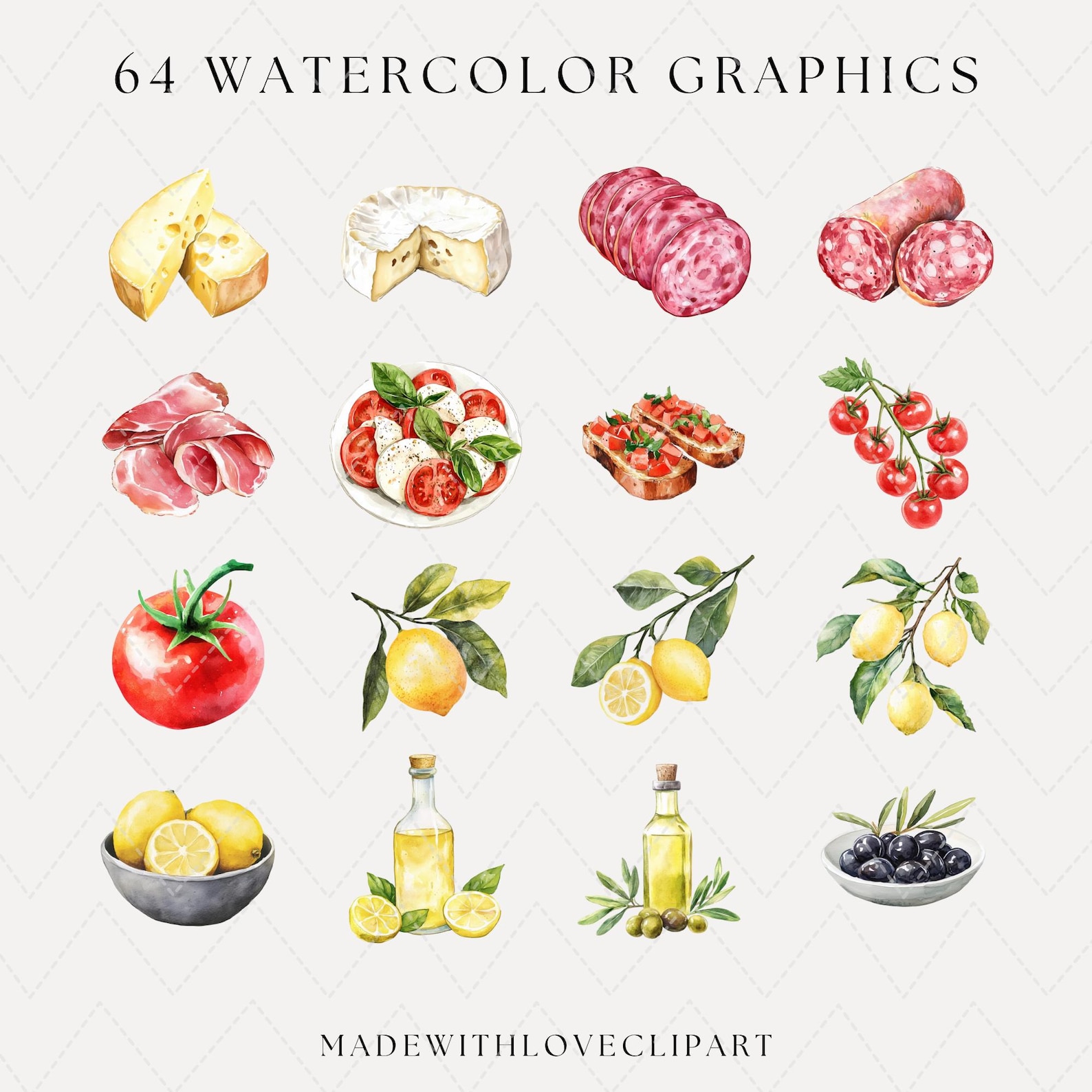 Watercolor Italy Clipart, Mediterranean Clipart, Summer Clipart, Amalfi ...