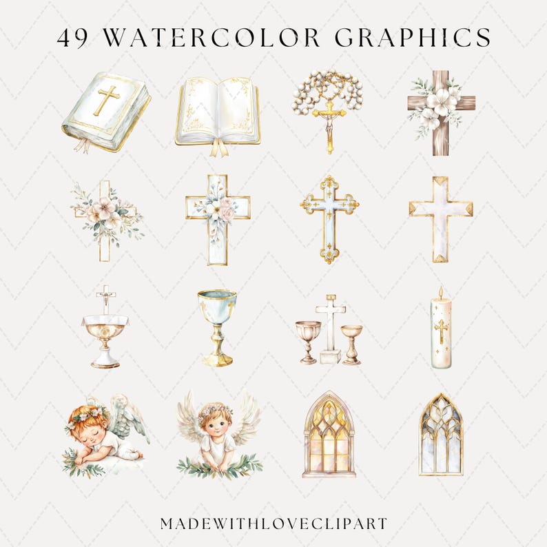 Watercolor First Holy Communion Clipart, Religious Clipart, Christian ...
