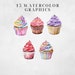 Watercolor Cupcakes Clipart Bundle, Desserts Clipart, Birthday Clipart ...