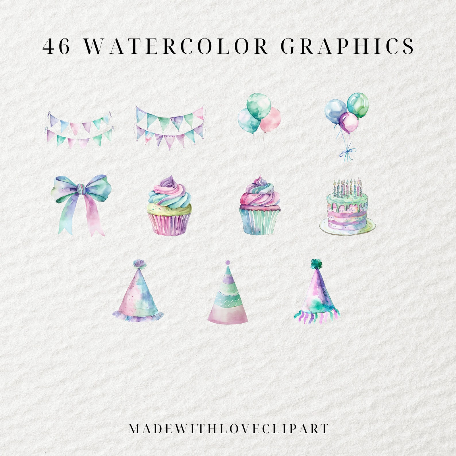 Watercolor Magical Unicorn Clipart, Unicorn Party Clipart, Rainbow ...