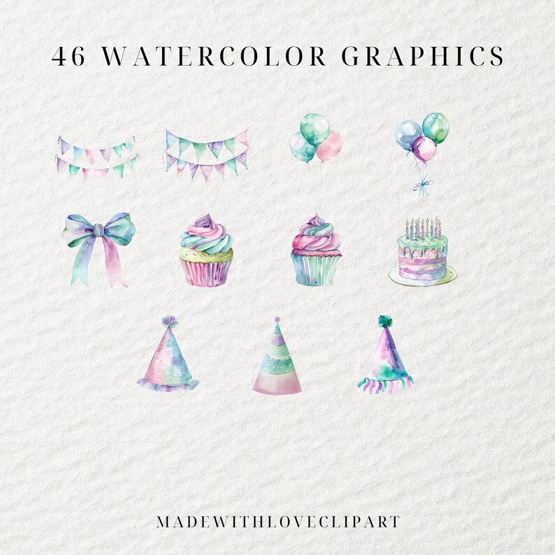 Watercolor Magical Unicorn Clipart, Unicorn Party Clipart, Rainbow ...