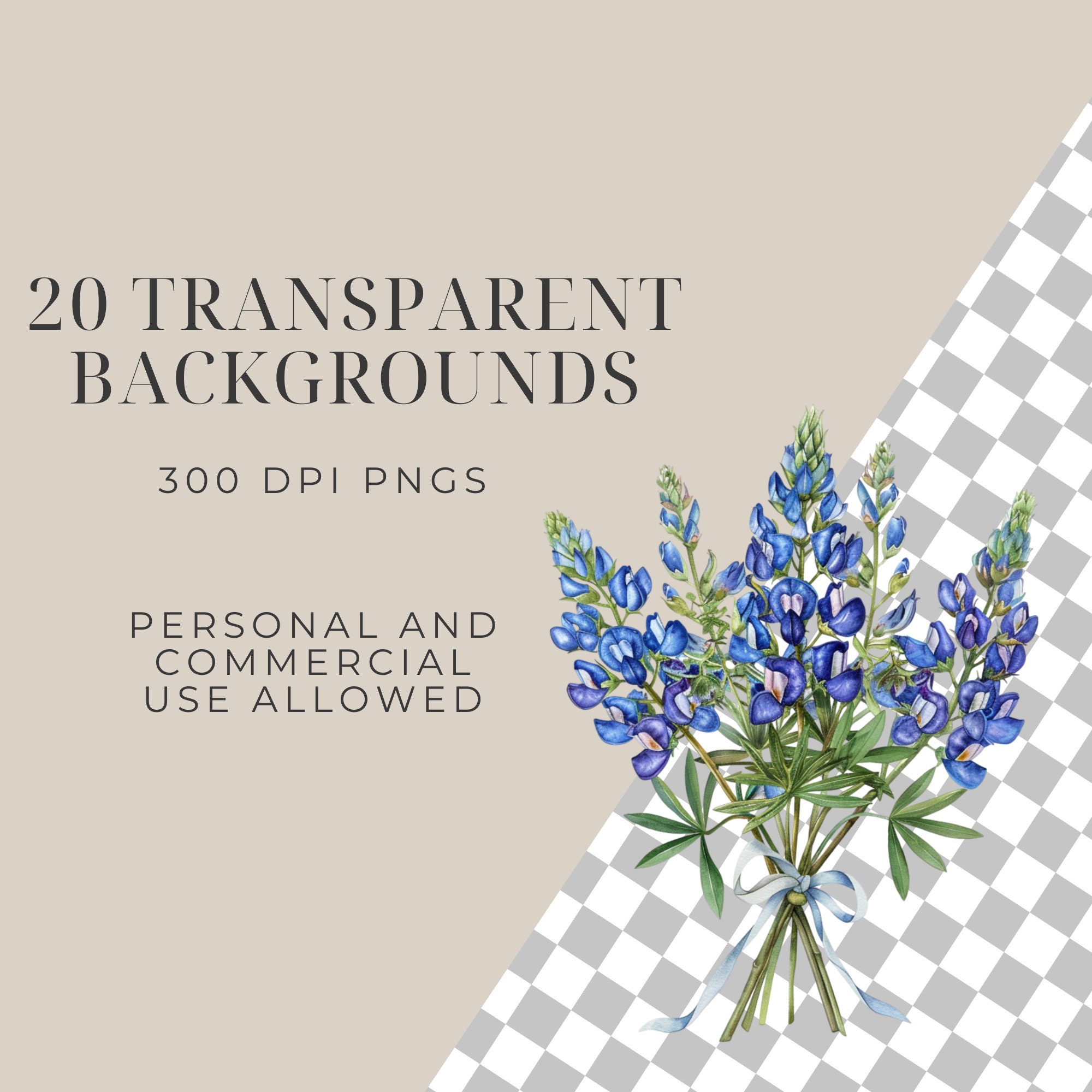 Watercolor Bluebonnet Clipart Bundle, Texas Bluebonnet Clipart, Floral ...