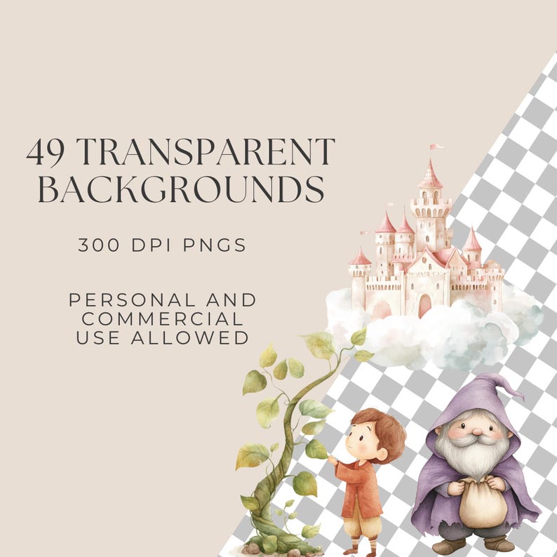 Watercolor Jack and the Beanstalk Clipart, Nursery Rhymes Clipart ...