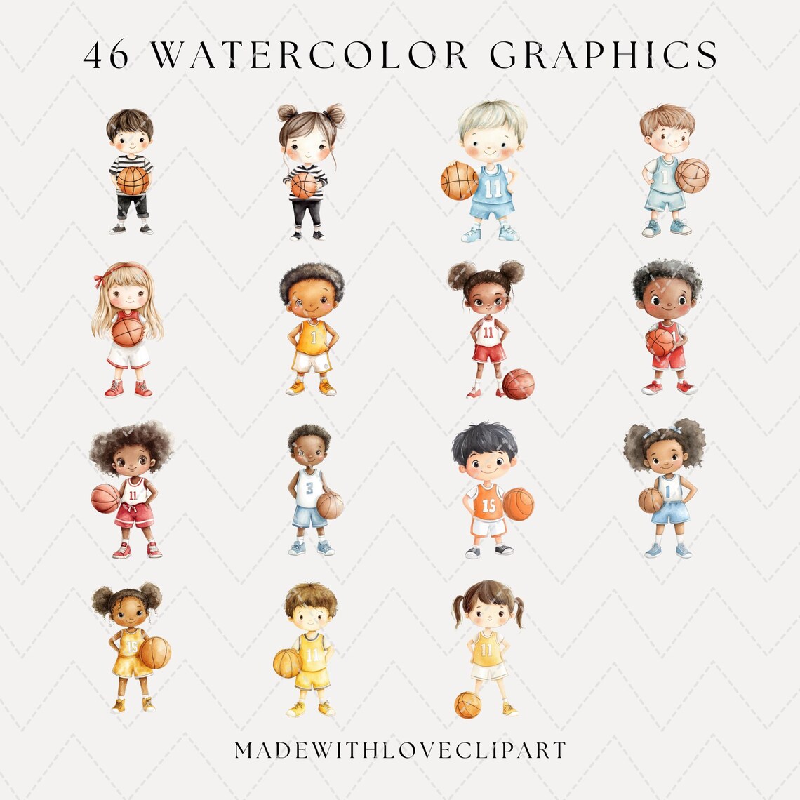 Watercolor Basketball Clipart, Jersey Clipart, Sports Clipart, Ball ...