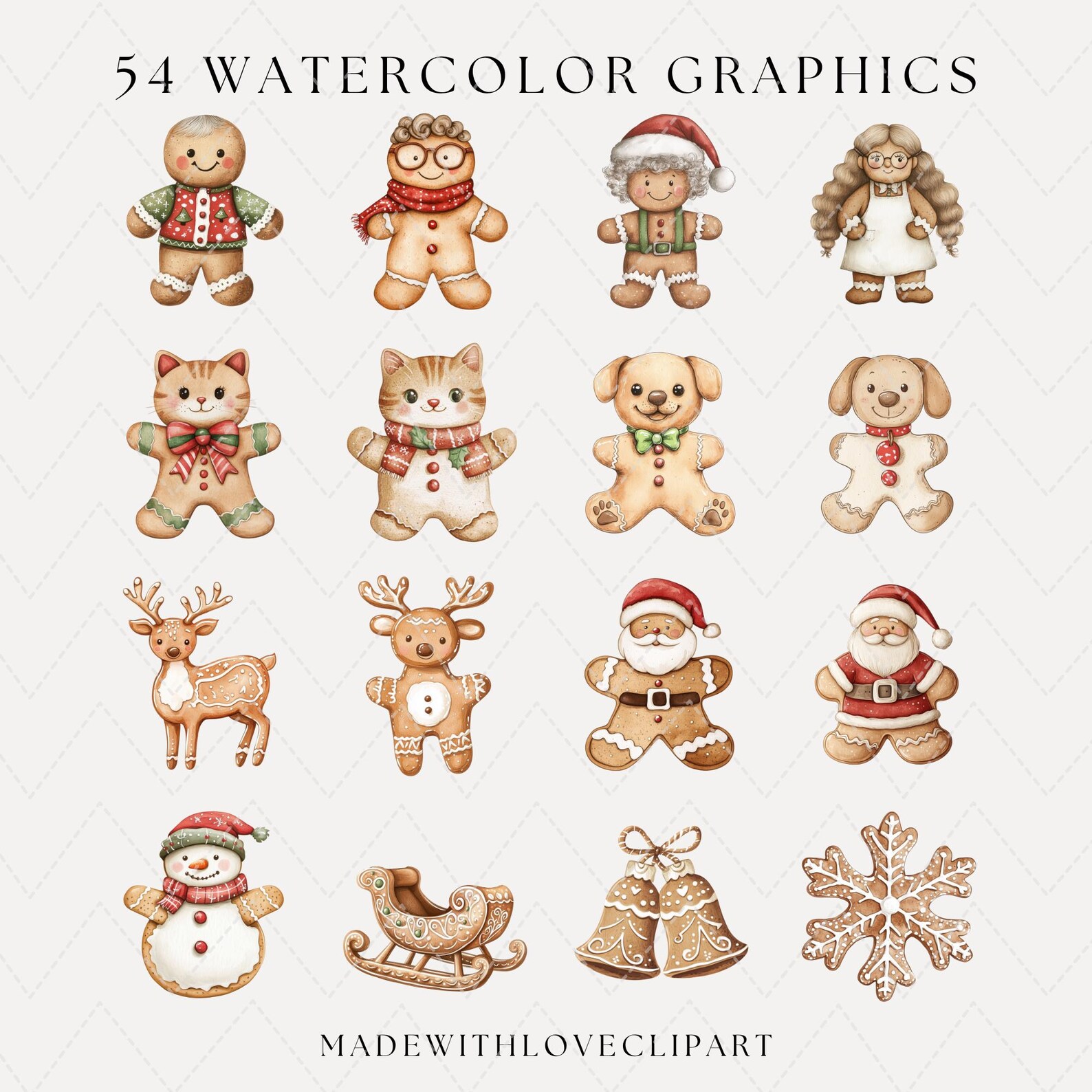 Watercolor Gingerbread Family Clipart, Gingerbread House, Gingerbread ...