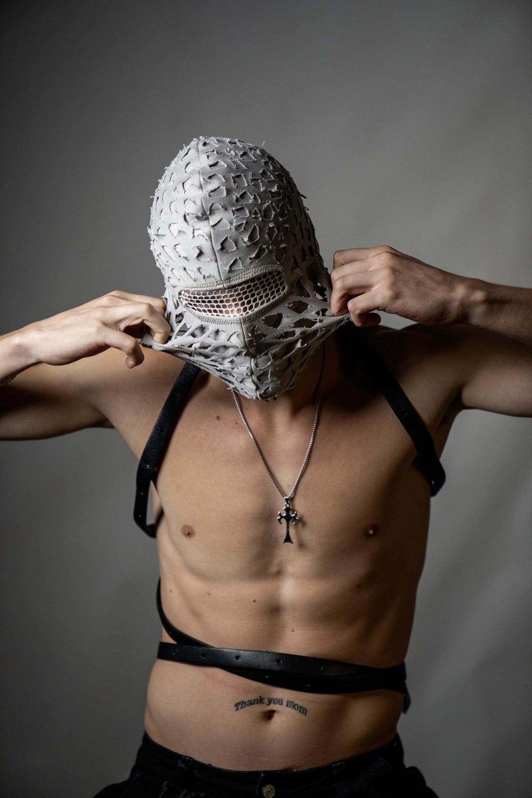 Handmade Balaclava Ski Mask, Torn and Tattered Cotton, Tatty and Ragged ...