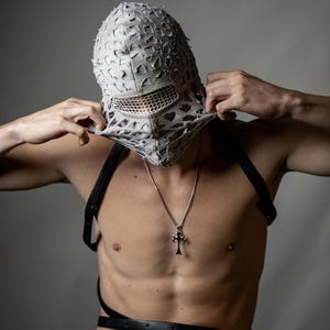 Handmade Balaclava Ski Mask, Torn and Tattered Cotton, Tatty and Ragged ...