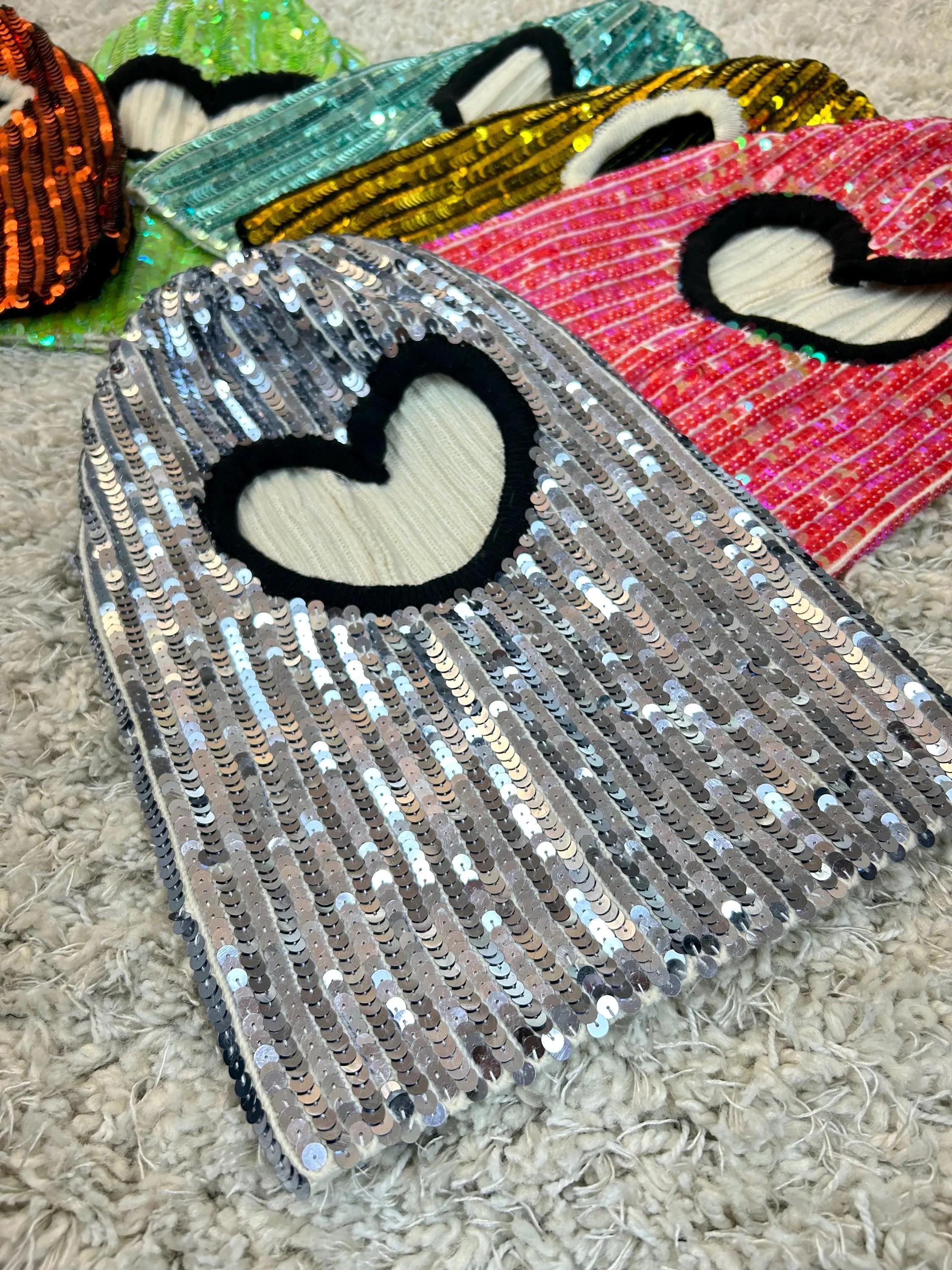 Balaclava Sequin Costume Heart Cut Designer Ski Mask Made up With Wool ...