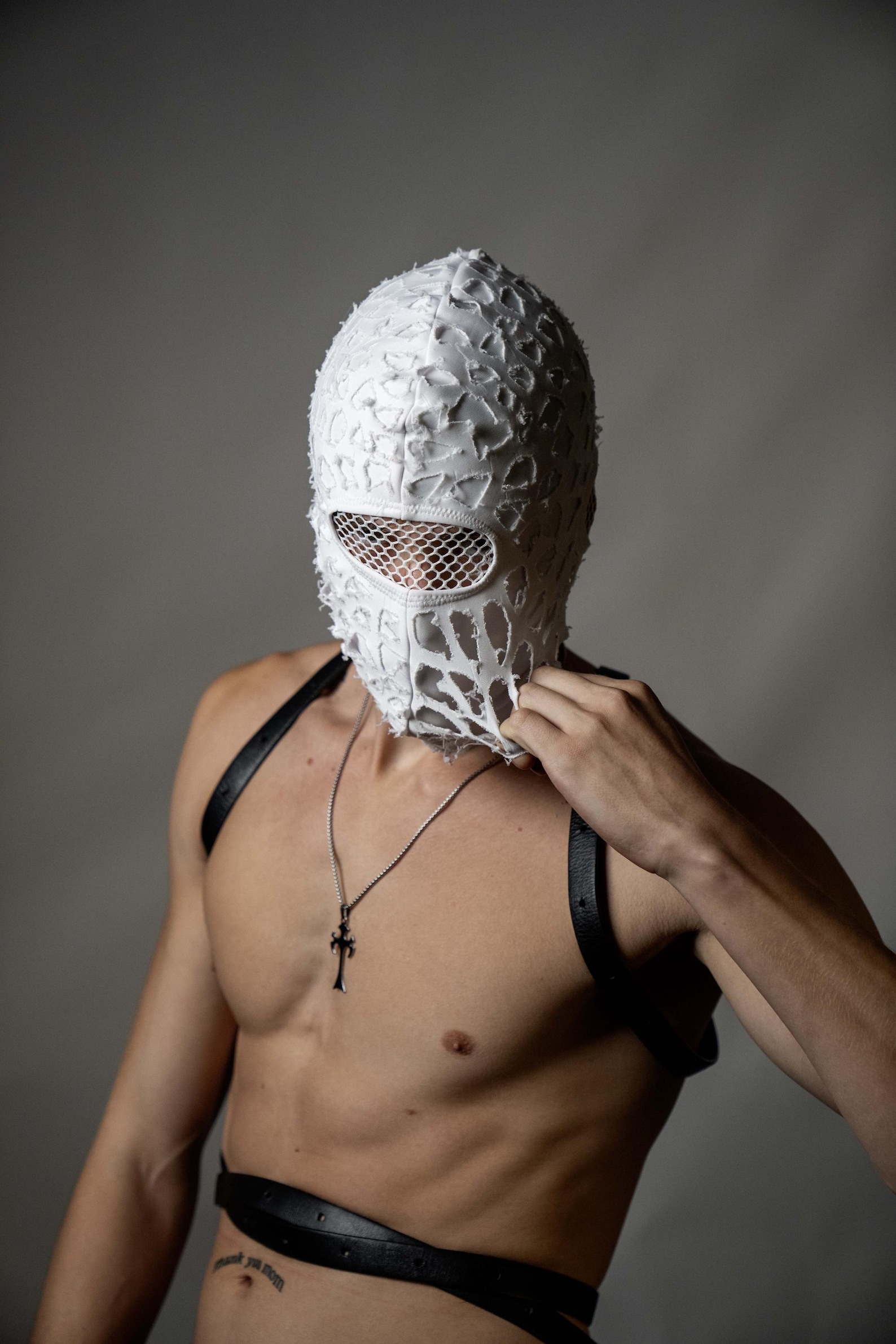 Handmade Balaclava Ski Mask, Torn and Tattered Cotton, Tatty and Ragged ...