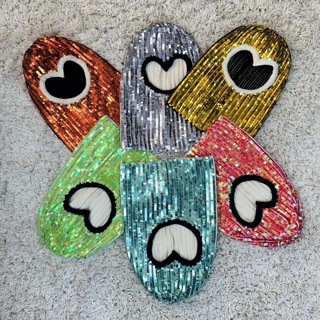 Balaclava Sequin Costume Heart Cut Designer Ski Mask Made up With Wool ...