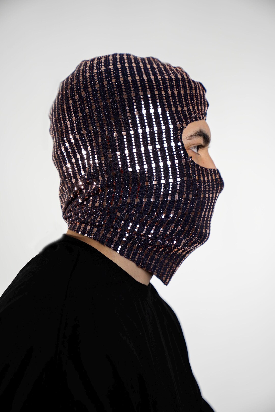 Handmade Striped Sequin Balaclava: Unique Face Mask - Etsy
