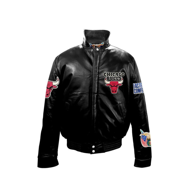 CHICAGO BULLS Eastern Conference Black Leather Jacket , by Jeff ...