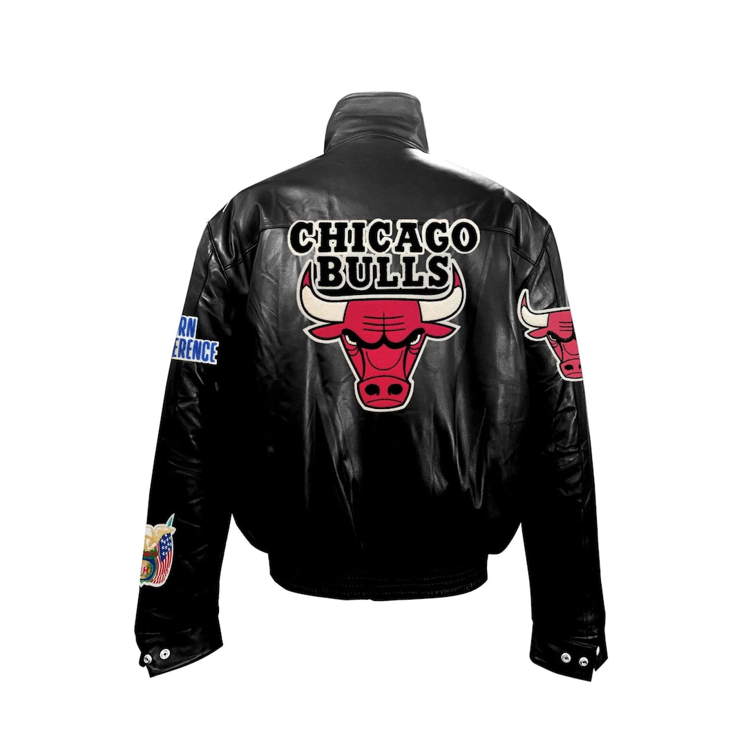 CHICAGO BULLS Eastern Conference Black Leather Jacket , by Jeff ...