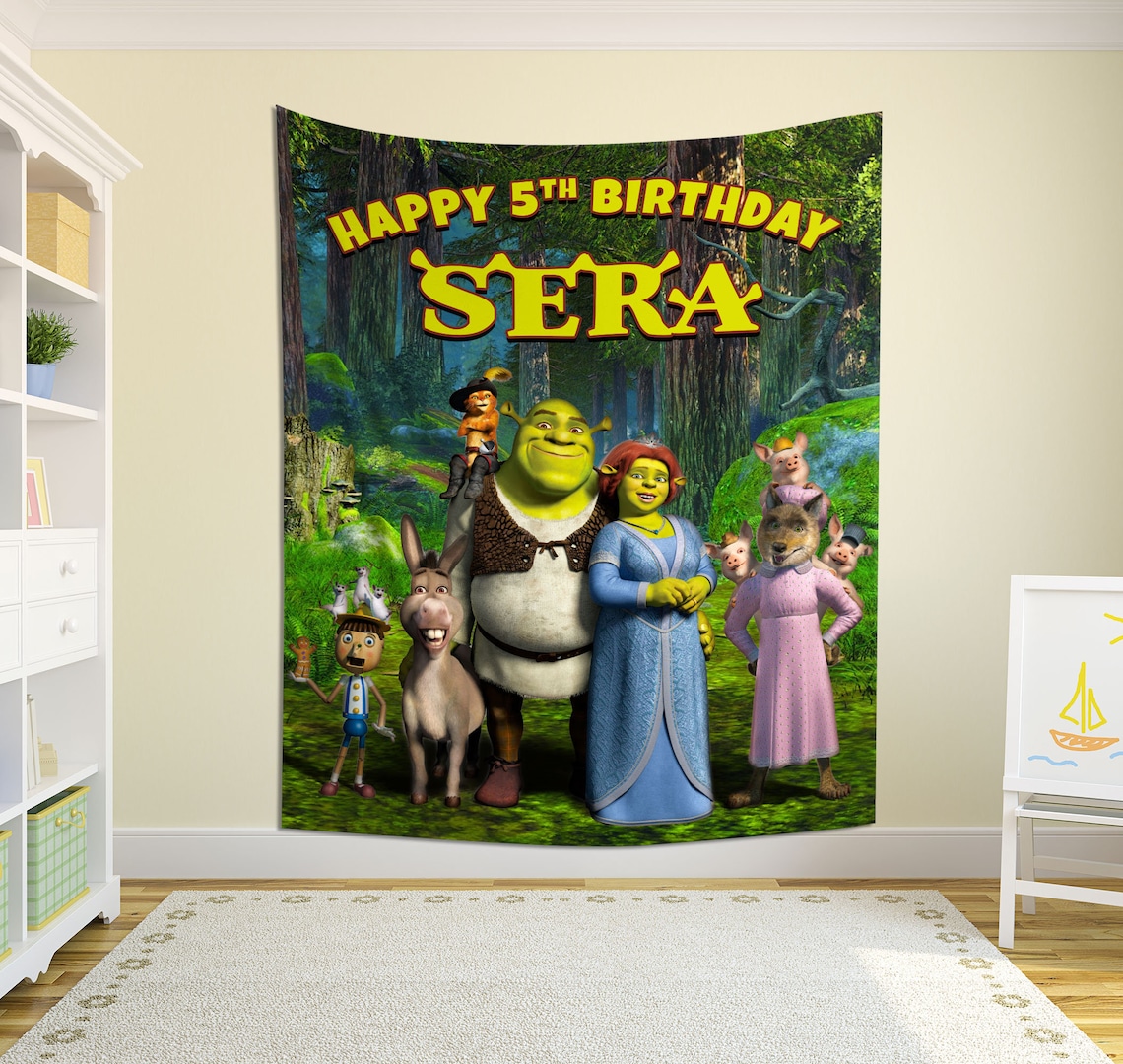 Shrek Birthday Backdrop, Shrek Personalized Birthday Banner,shrek ...
