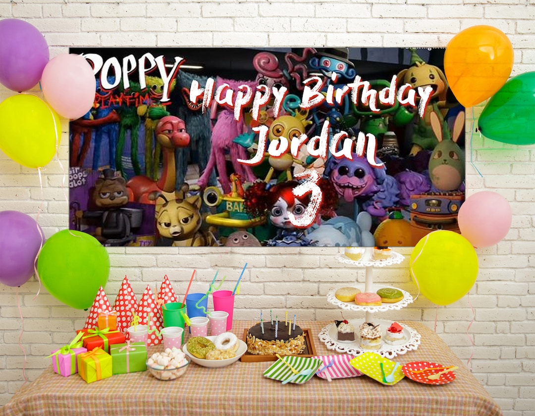 Poppy Playtime Birthday Banner, Custom Huggy Wuggy Birthday Backdrop ...