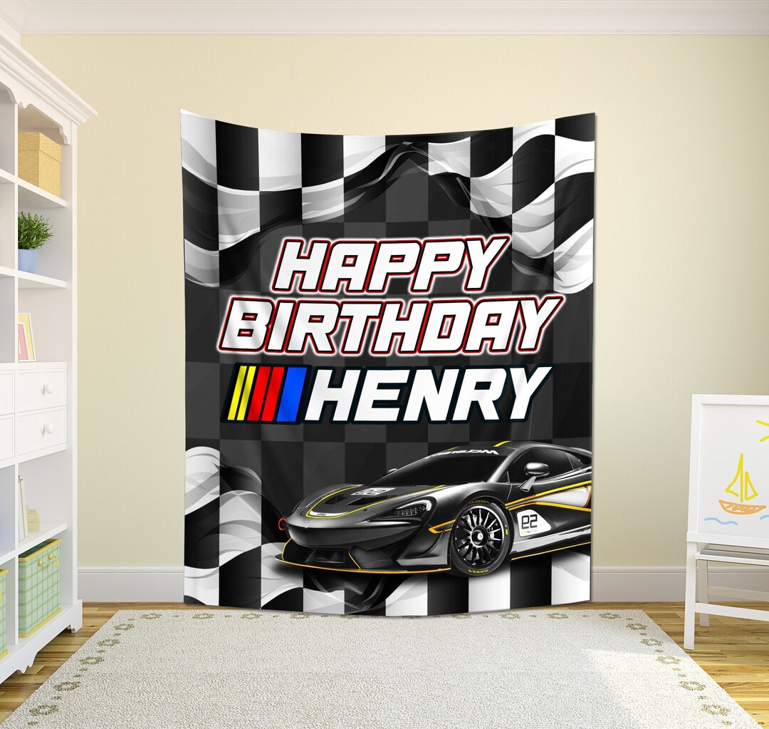 Nascar Birthday, Nascar Birthday Banner, Custom Racing Backdrop, Kids ...