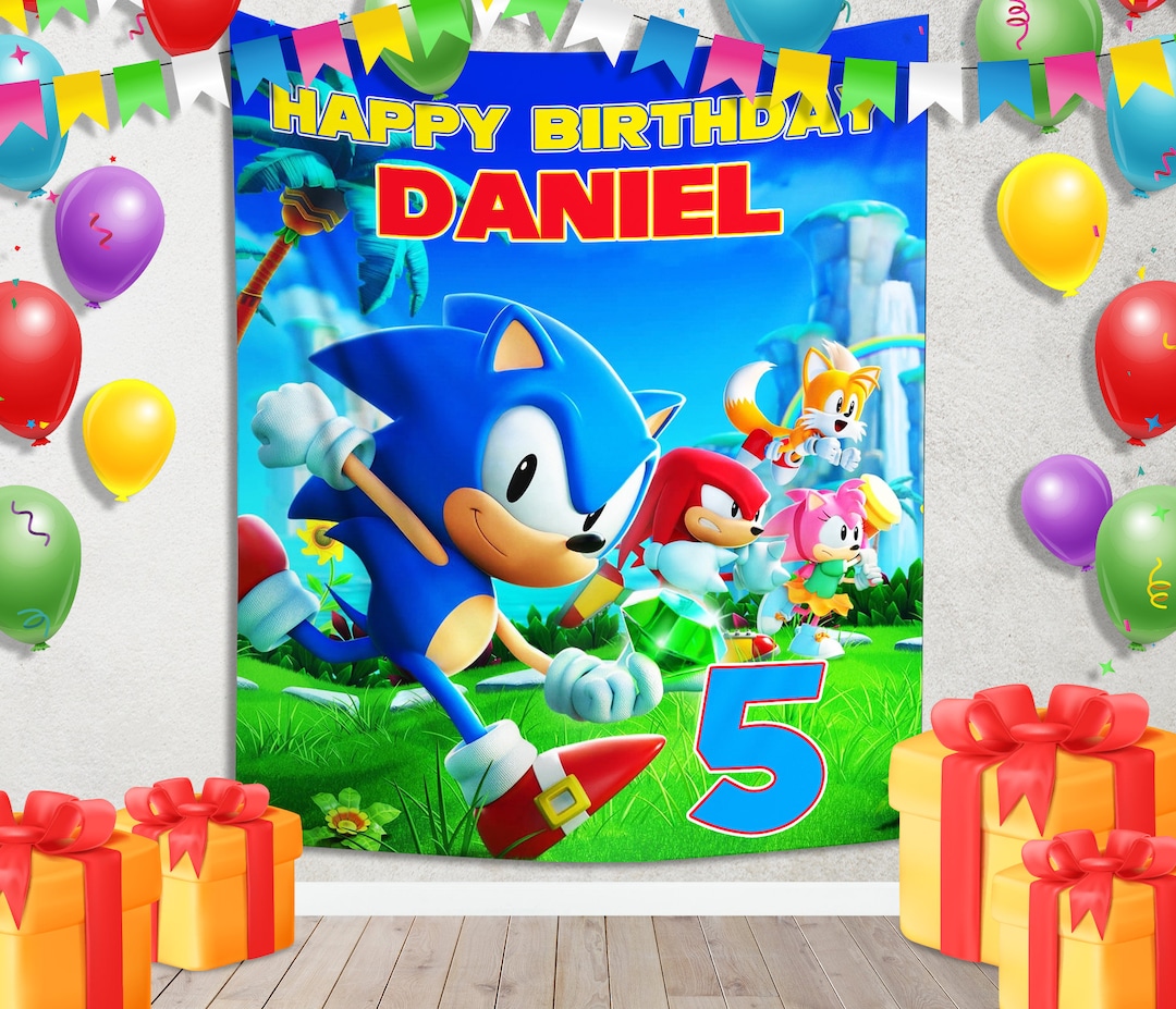 Sonic Birthday, Sonic Birthday Banner, Custom Sonic Backdrop, Kids ...
