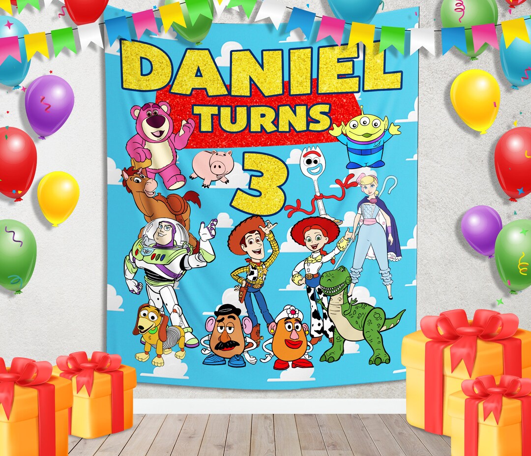 Toy Story Birthday Backdrop Party Supplies, Toy Story Backdrop, Toy ...