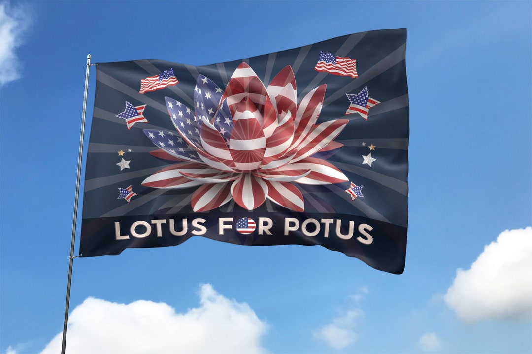 Kamala Harris House Flag 3x4, Namaste Lotus Flag, Lotus for POTUS Sign ...