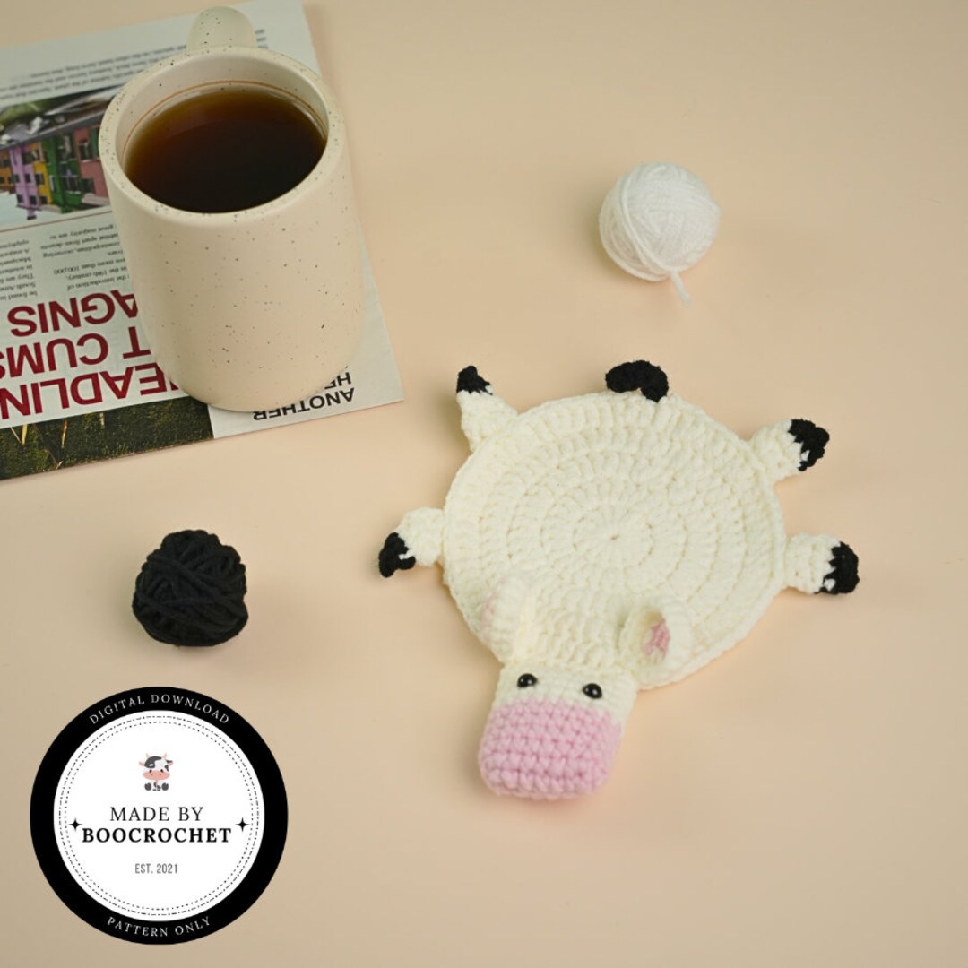 Pink Nose Cow Coaster Pattern Gifts for Animal Lover Home Decor Animal ...