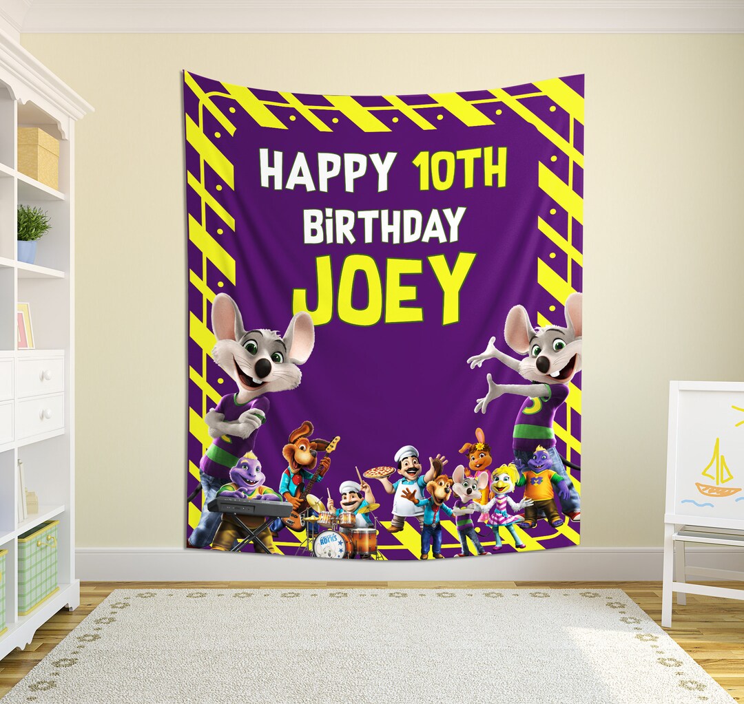 Chuck E Cheese Birthday Banner, Party Decor, Custom Cartoon Birthday ...