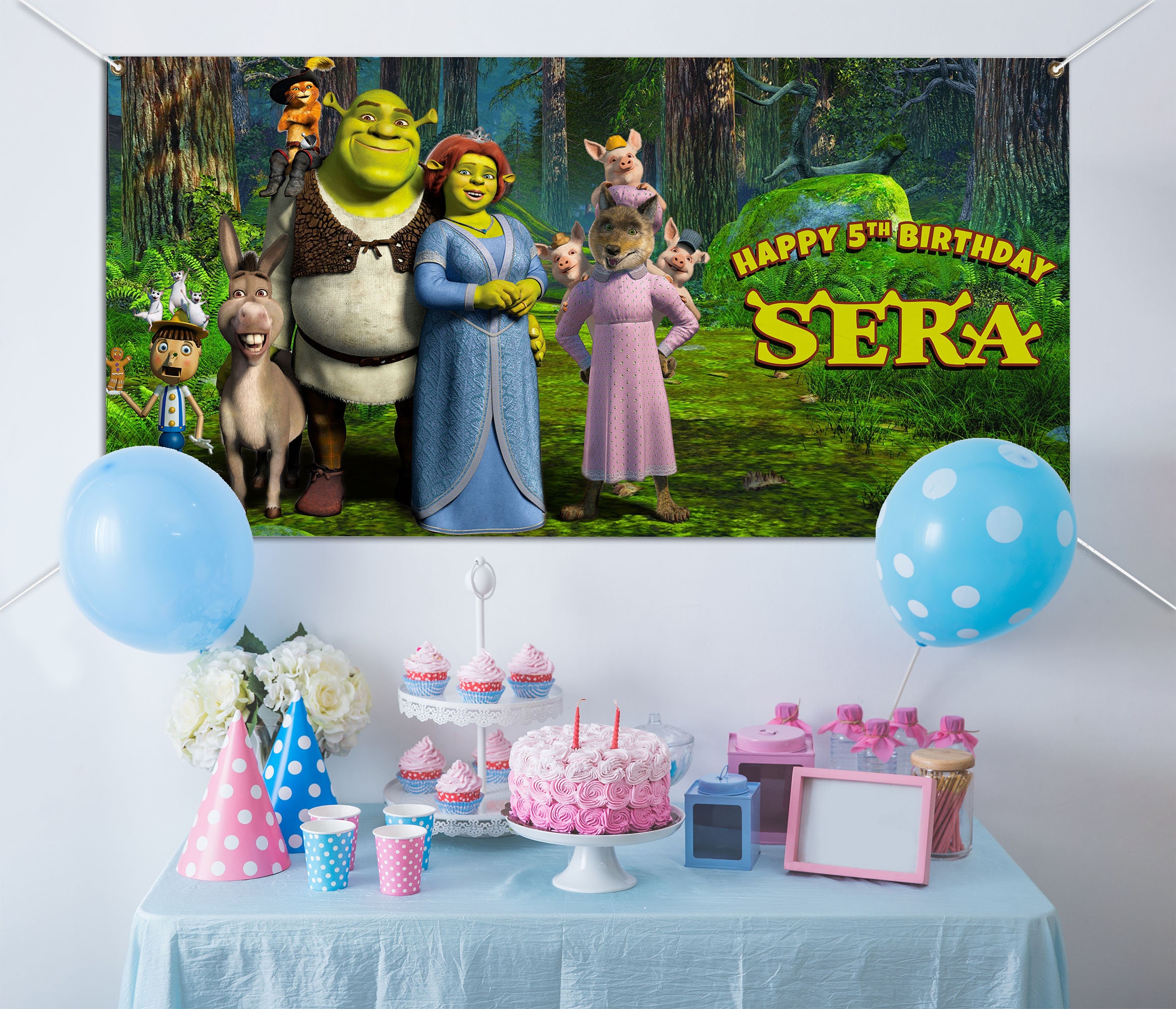 Shrek Birthday Backdrop, Shrek Personalized Birthday Banner,shrek ...