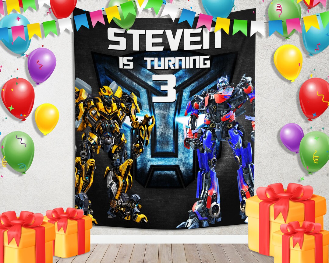 Transformers Birthday Party Backdrop, Transformers Birthday Banner ...