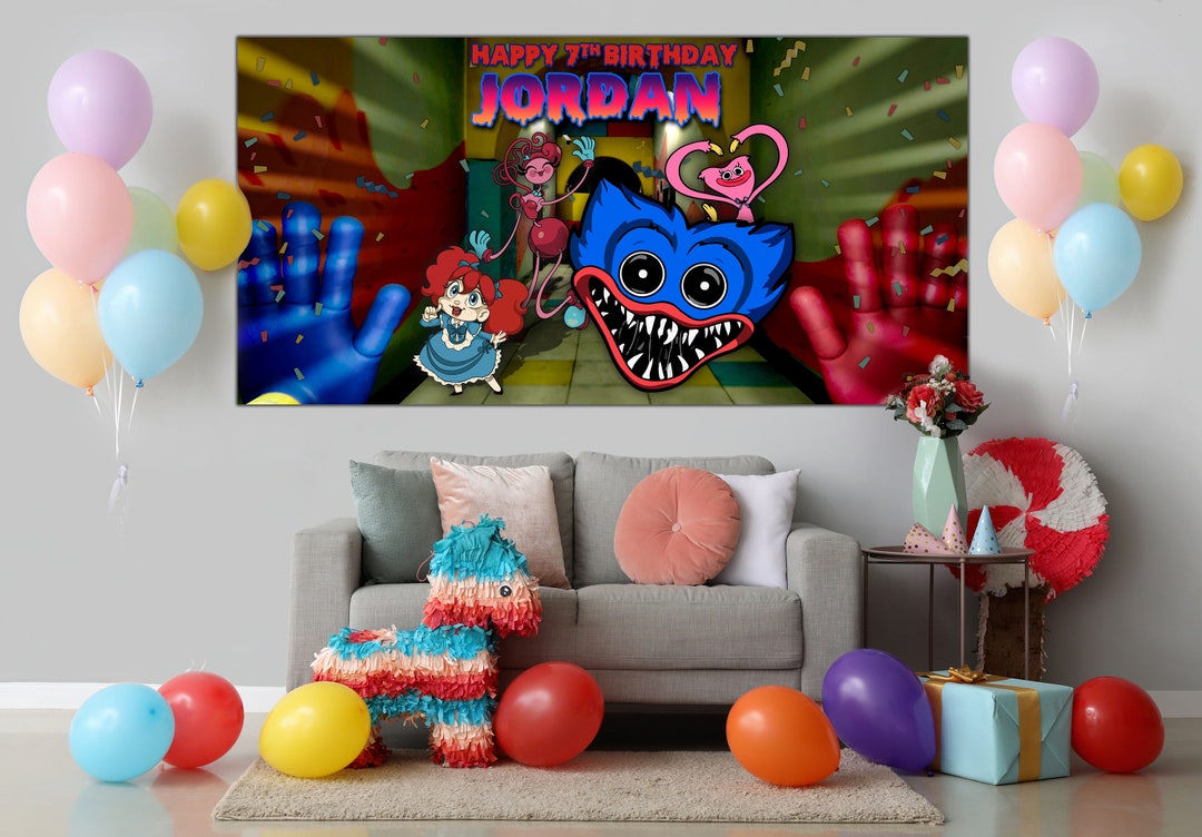 Huggy Wuggy Birthday Backdrop,huggy Wuggy Birthday Banner,huggy Wuggy ...