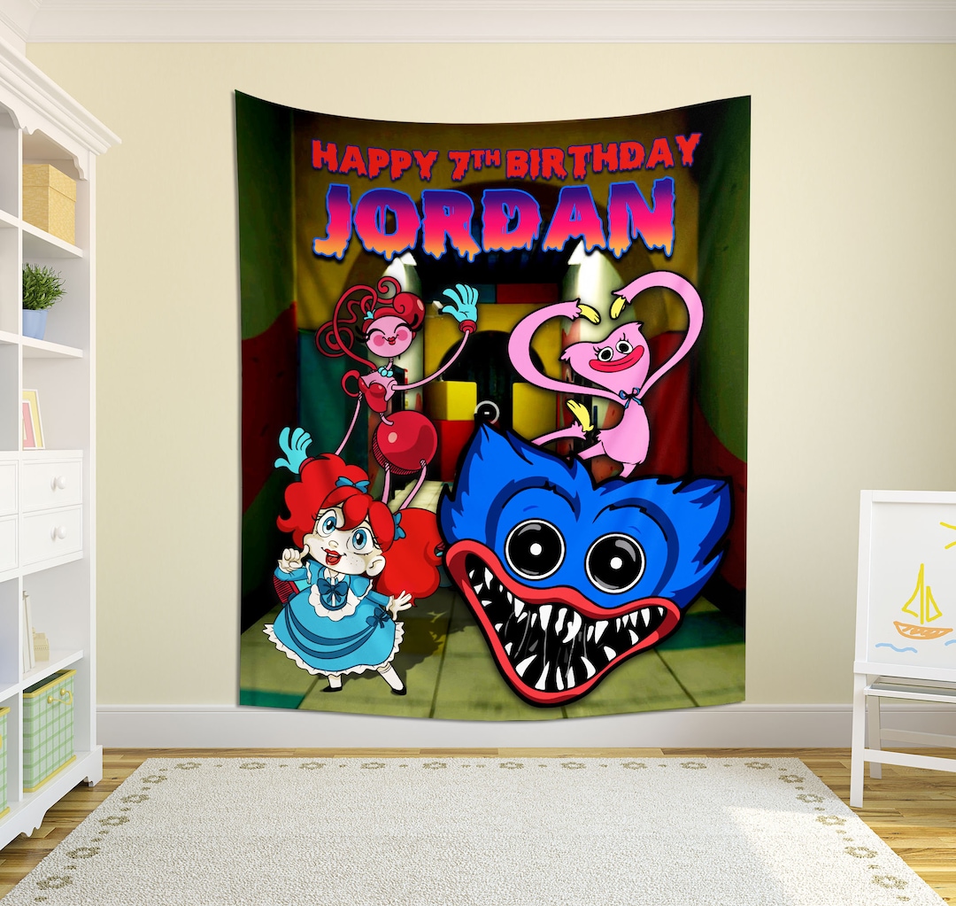 Huggy Wuggy Birthday Backdrop,huggy Wuggy Birthday Banner,huggy Wuggy ...