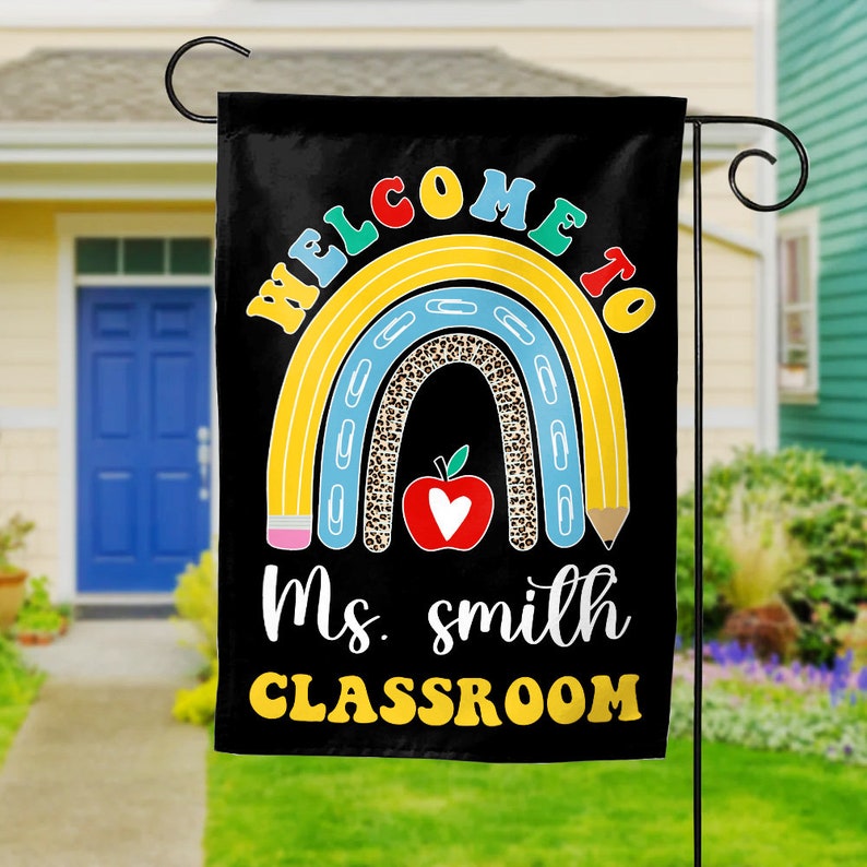 Personalized Teacher Classroom Flag, Elementary Teacher, Back to School ...