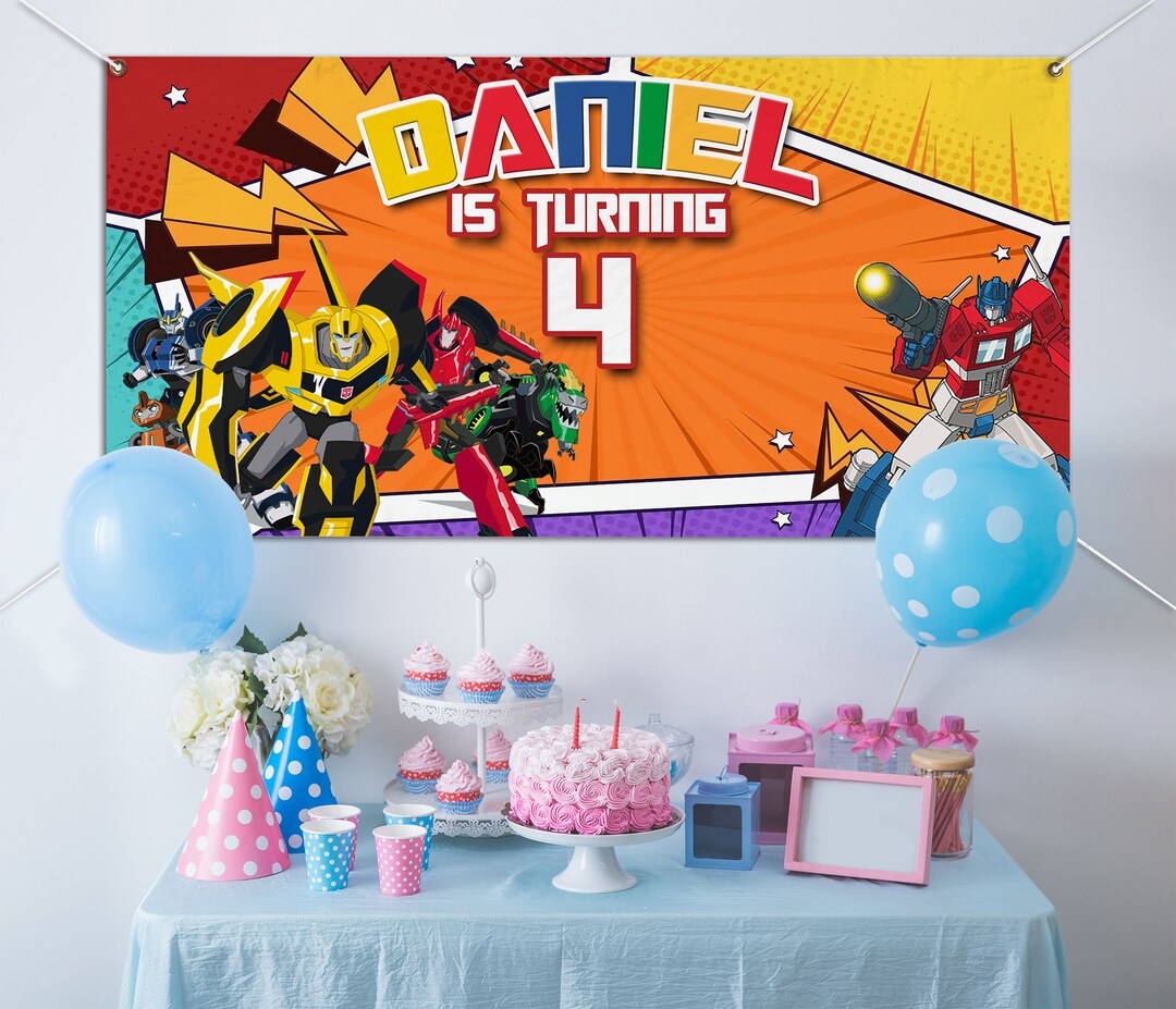 Transformers Birthday Party Backdrop, Transformers Birthday Banner ...