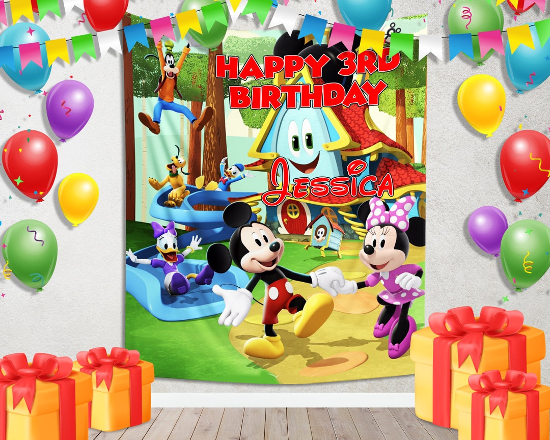 Mickey Birthday Backdrop,mickey's Funhouse Birthday Banner,custom ...