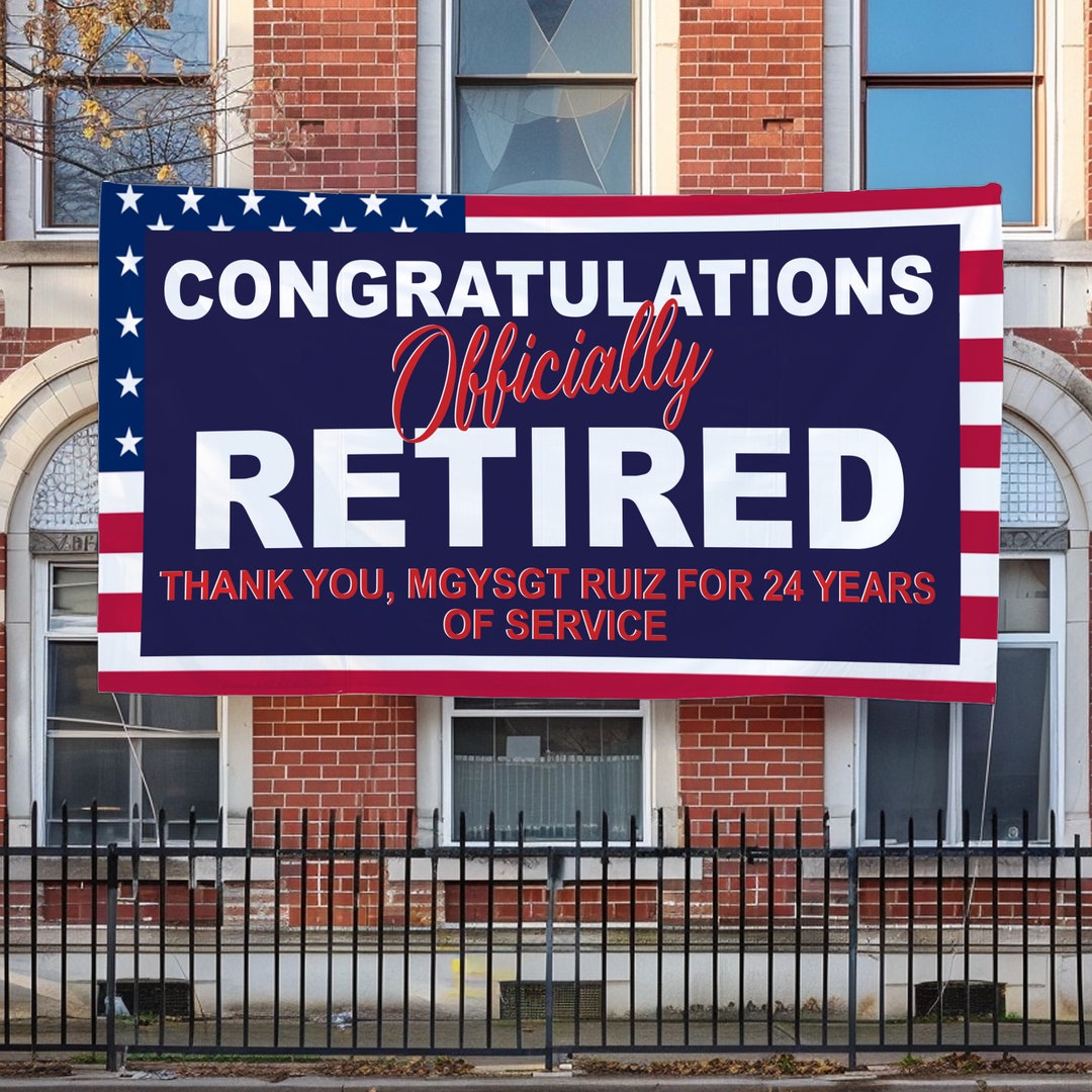 Custom Military Retirement Banner, All Branches Retirement Party Decor ...
