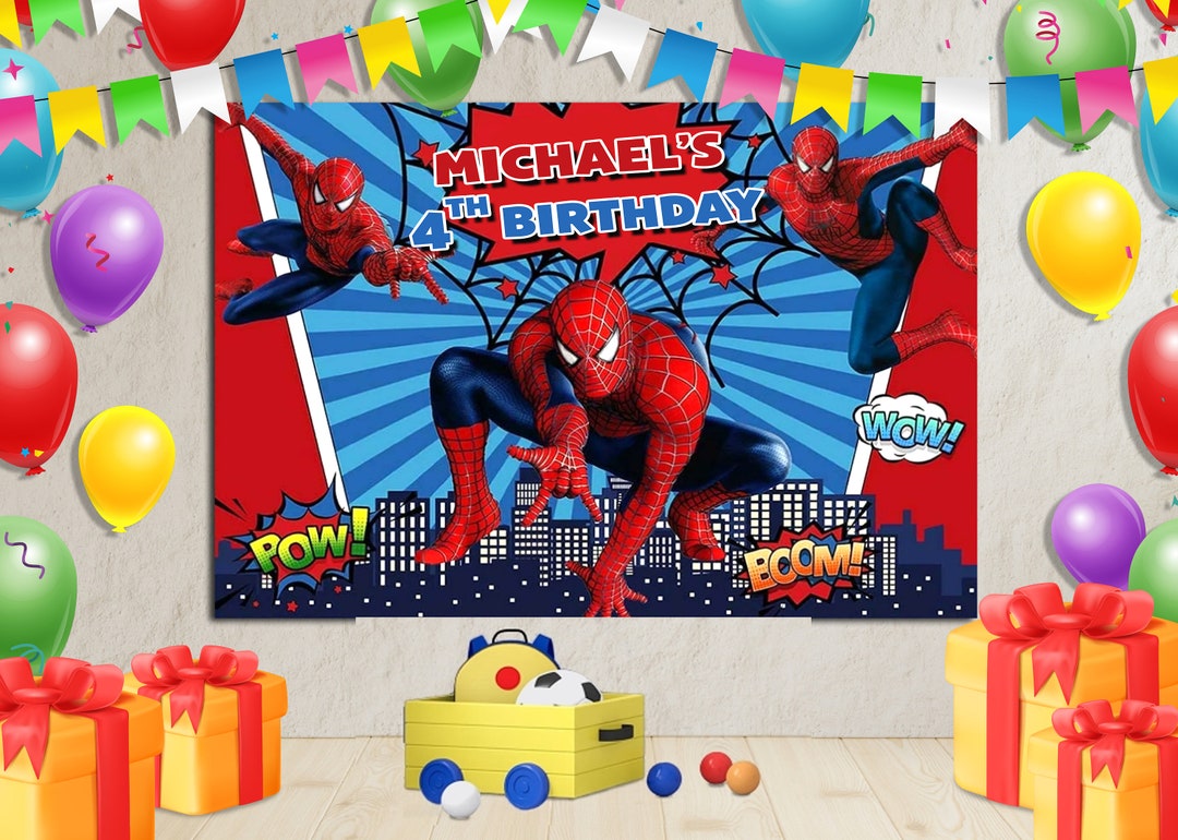 Spider Man Backdrop Banner, Spider-man Birthday Background, Superhero ...