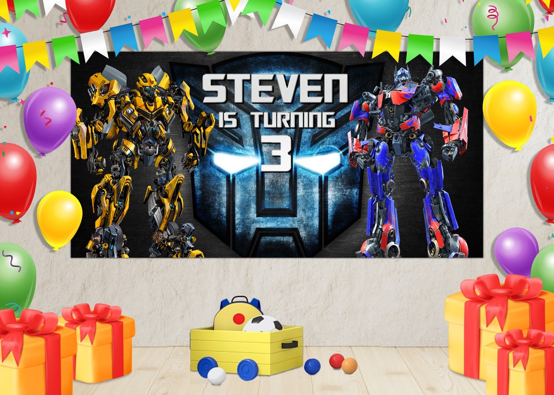 Transformers Birthday Party Backdrop, Transformers Birthday Banner ...