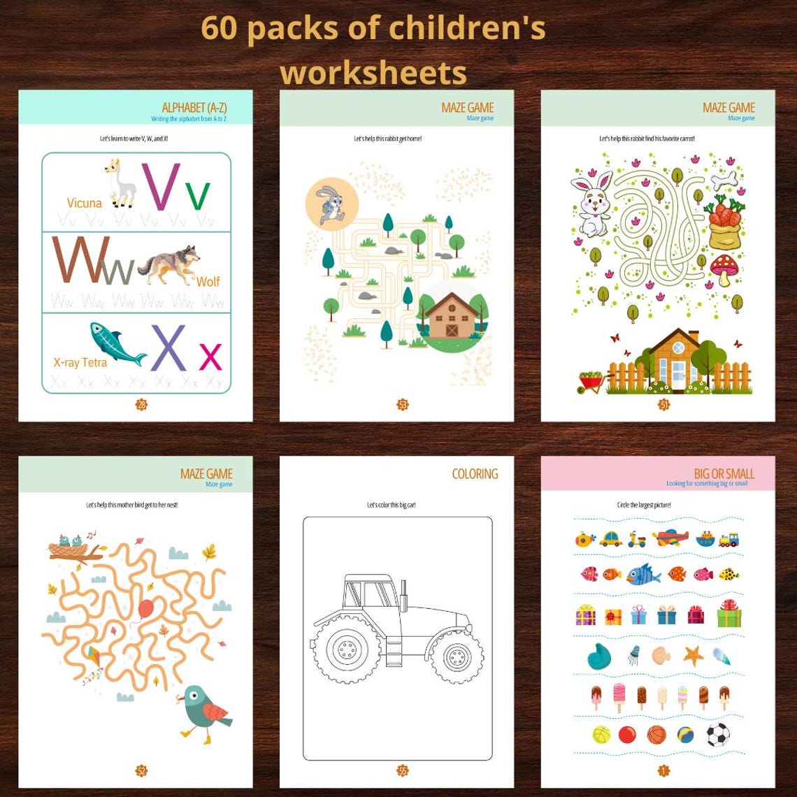 60 Packs of Children's Worksheets - Etsy