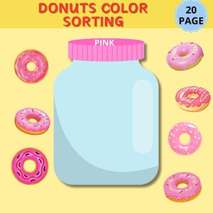 Donut Color Sorting, Color Matching, Kids Color Activities, Printable ...