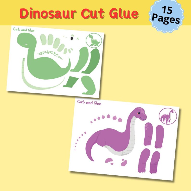 Dinosaur Scissor Skills Printable, Cut and Paste Activities, Cut and ...