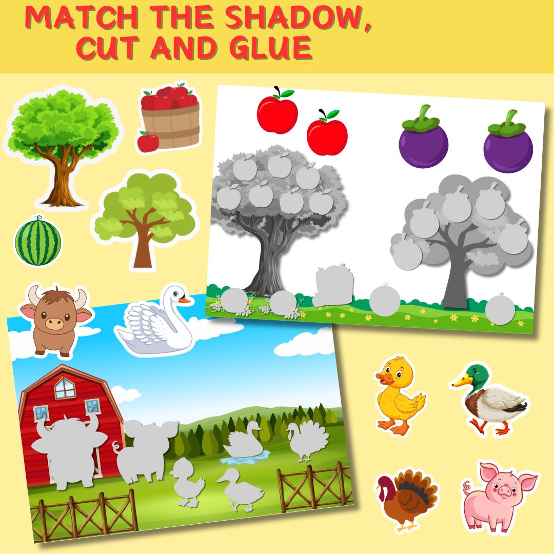 Shadow Matching Puzzles, Cut and Paste Activities, Matching Puzzles for ...