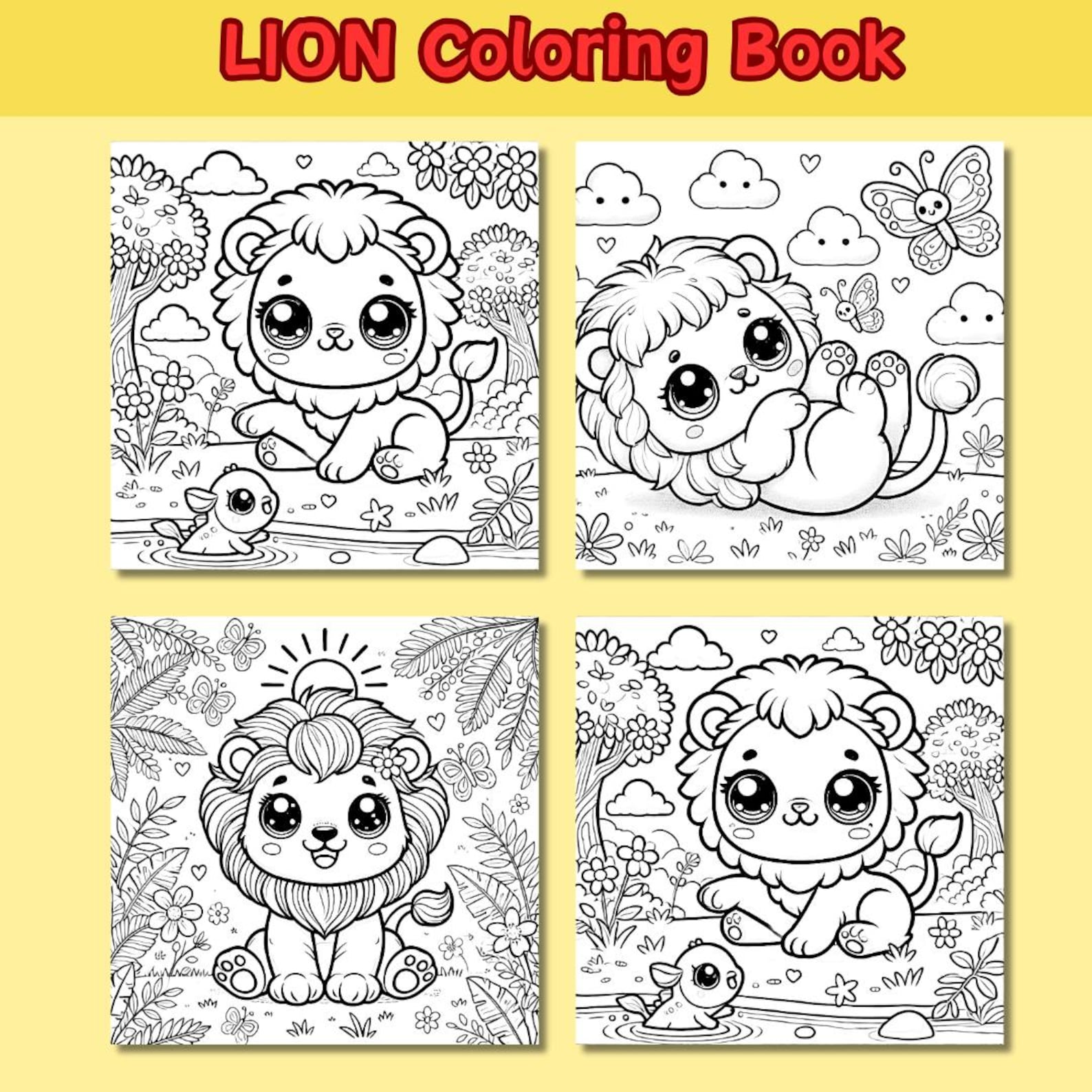 Easy and Bold, Kids Animal Coloring Book, Baby Lion Coloring Pages ...