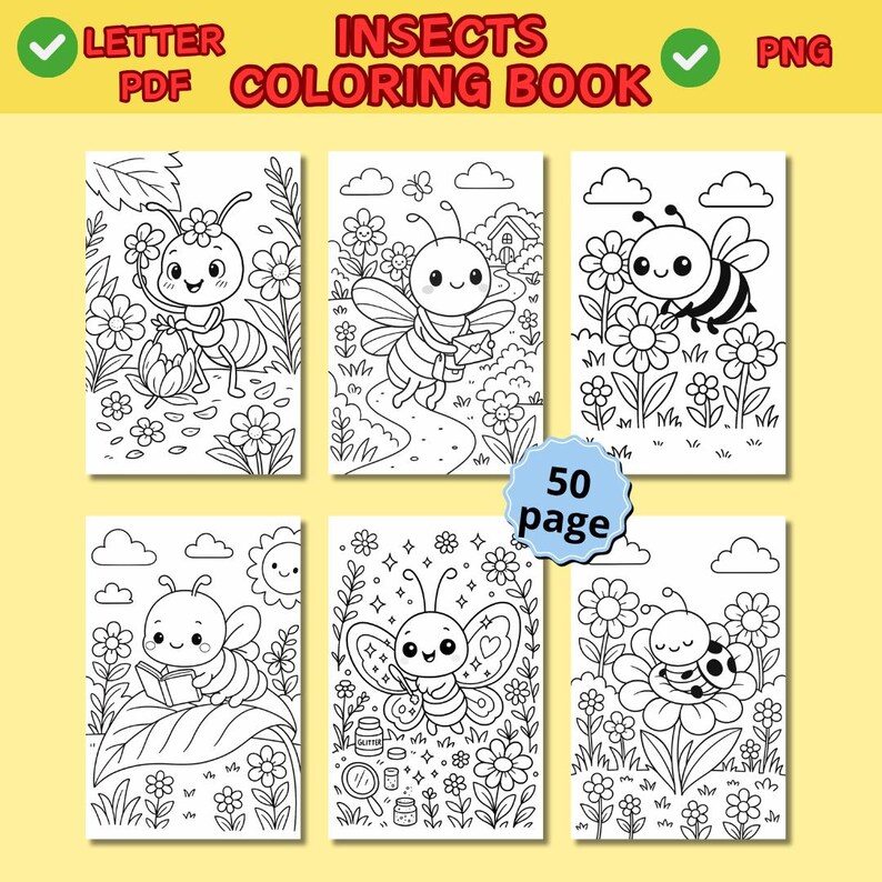 Insect Coloring Pages, Bug Coloring Book, Children Coloring Book ...