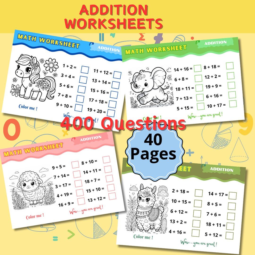 Addition Worksheets, Addition Math Games, Math Addition Worksheets for ...