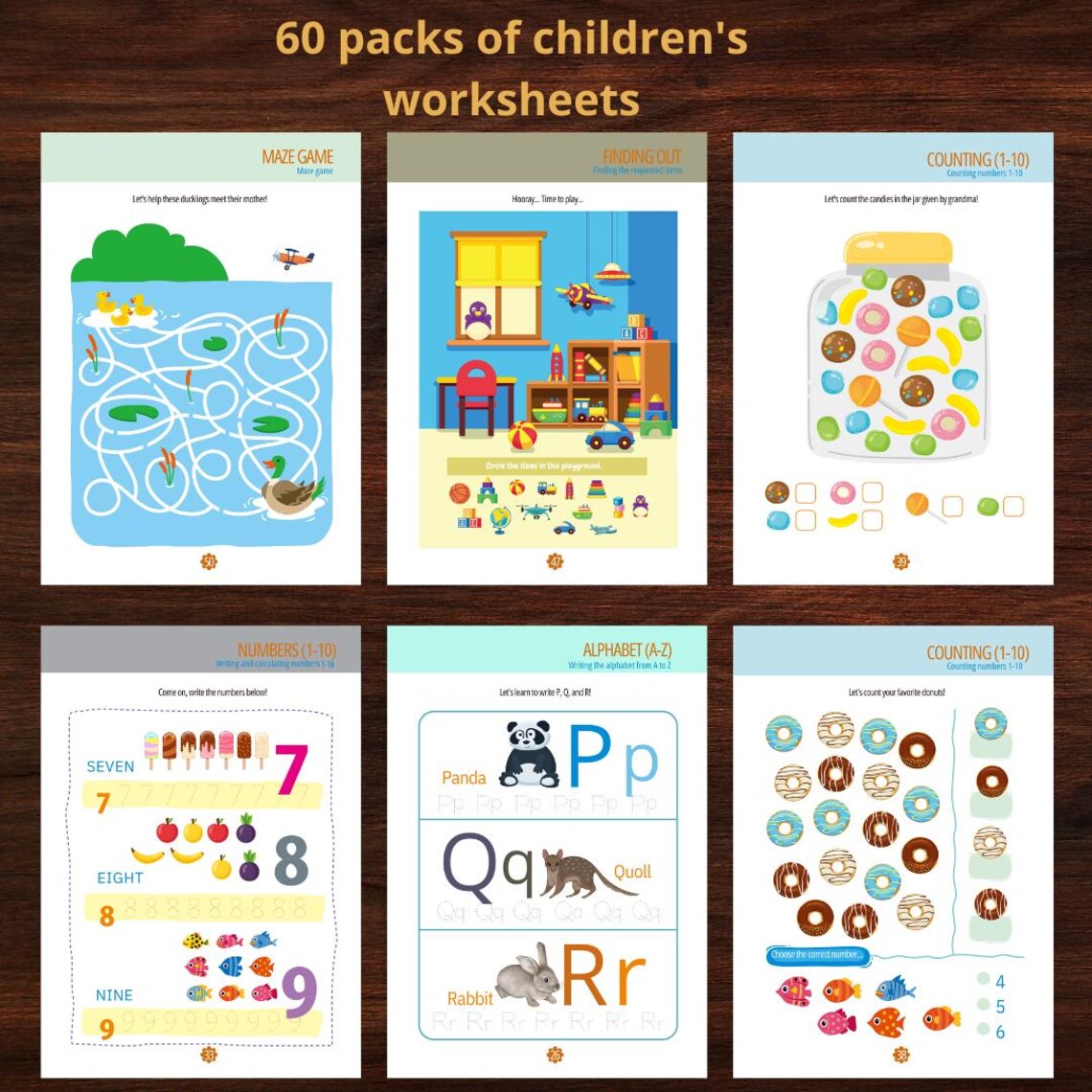 60 Packs of Children's Worksheets - Etsy