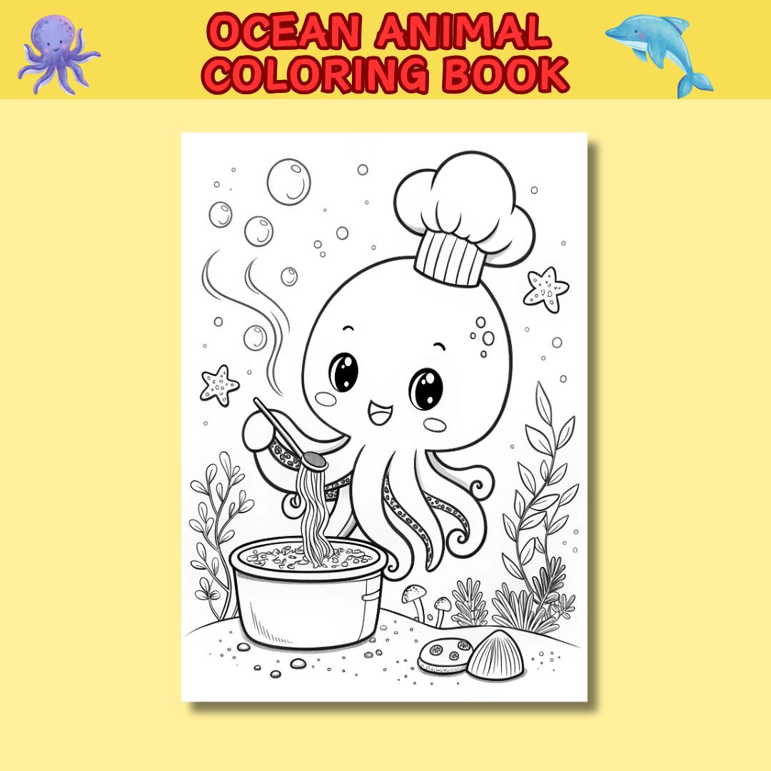 Ocean Animal Coloring Page, Sea Animals Coloring Book, Marine Life ...