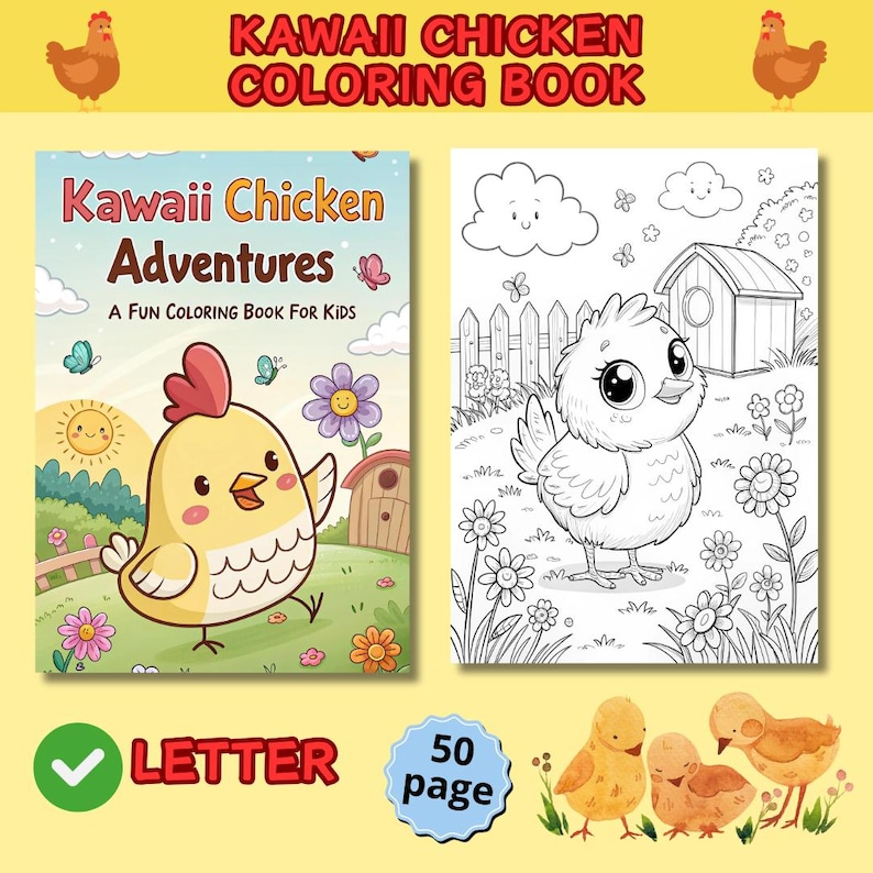 Farm Animal Coloring Page, Chicken Coloring Page, Chicken Coloring Book ...
