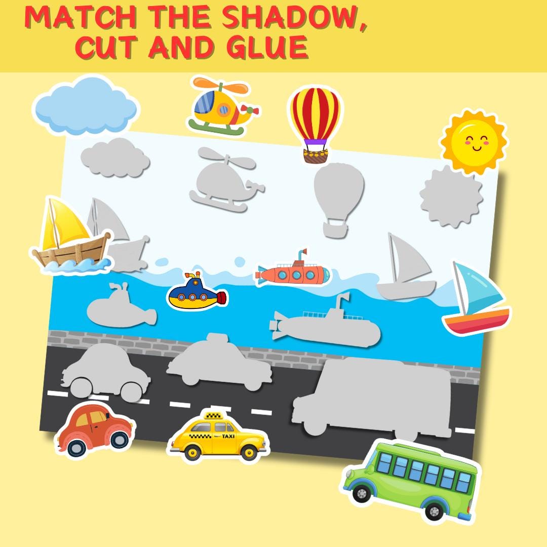 Shadow Matching Puzzles, Cut and Paste Activities, Matching Puzzles for ...