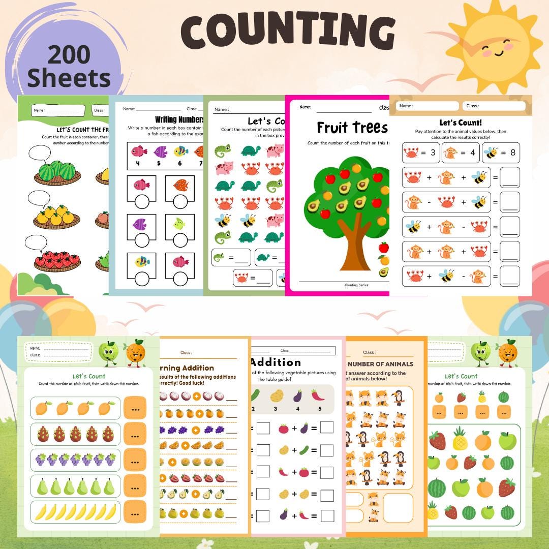 Preschool Counting Activities, Addition Math Worksheets for Kids ...