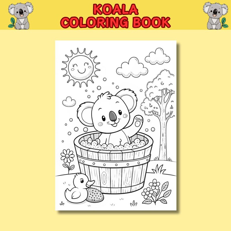 Koala Coloring Book, Cute Koala Coloring Book, Koala Activity for Kids ...