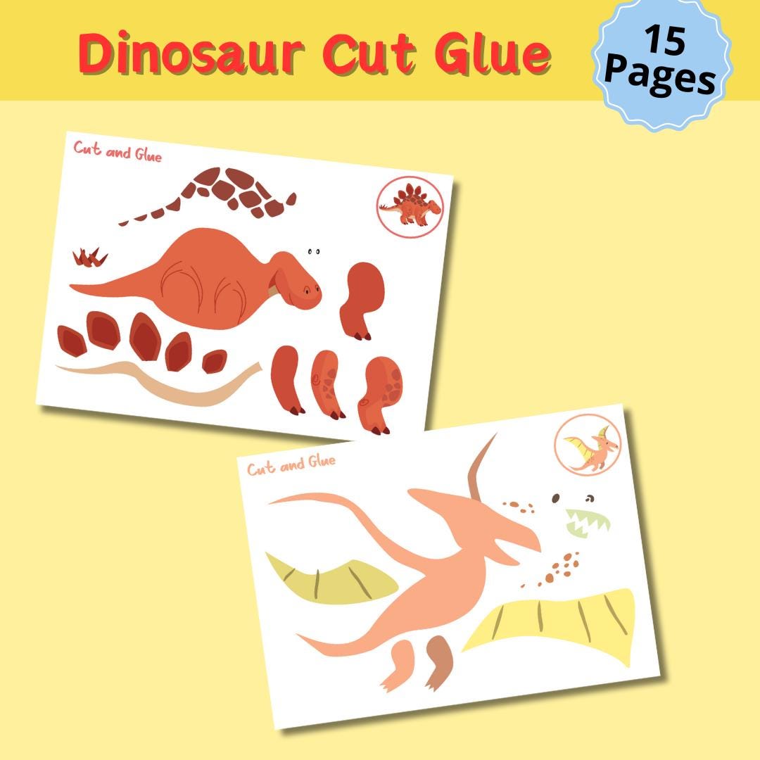 Dinosaur Scissor Skills Printable, Cut and Paste Activities, Cut and ...