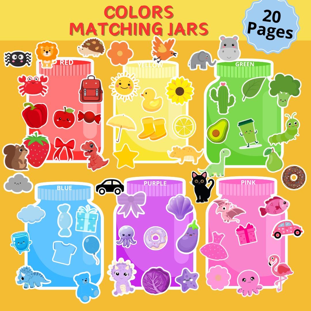 Color Matching Printable Sheets, Color Recognition for Kids, Color ...